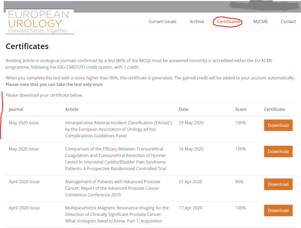 I answered MCQs but I cannot find my certificate. - EU-ACME/CNE