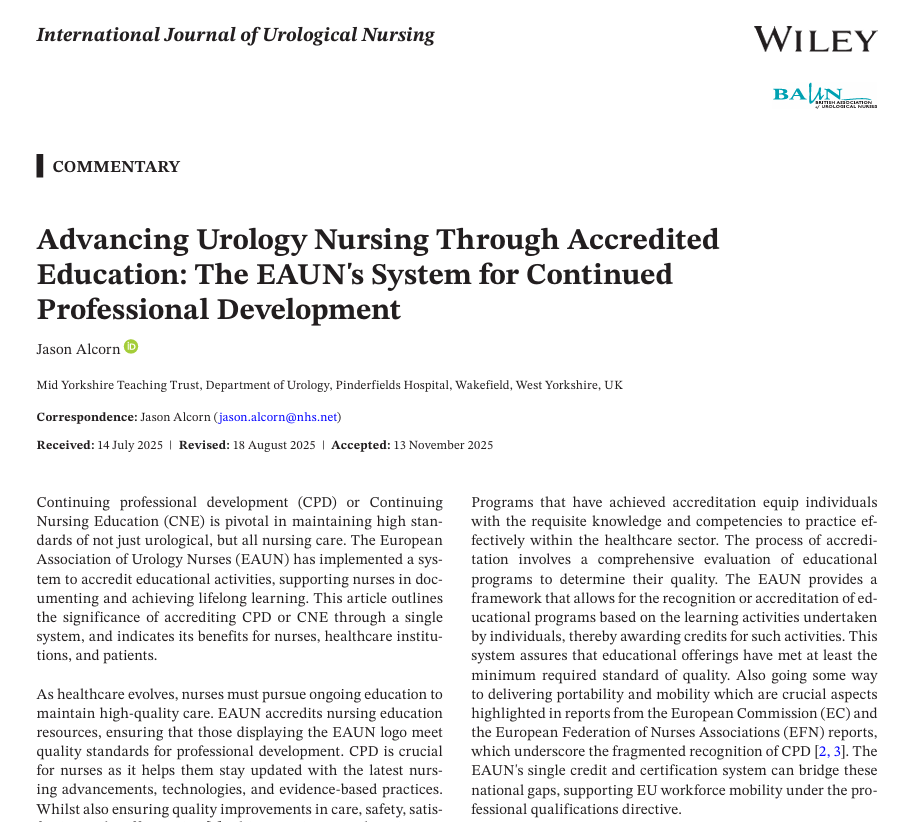 Advancing Urology Nursing Through Accredited Education: The EAUN's ...