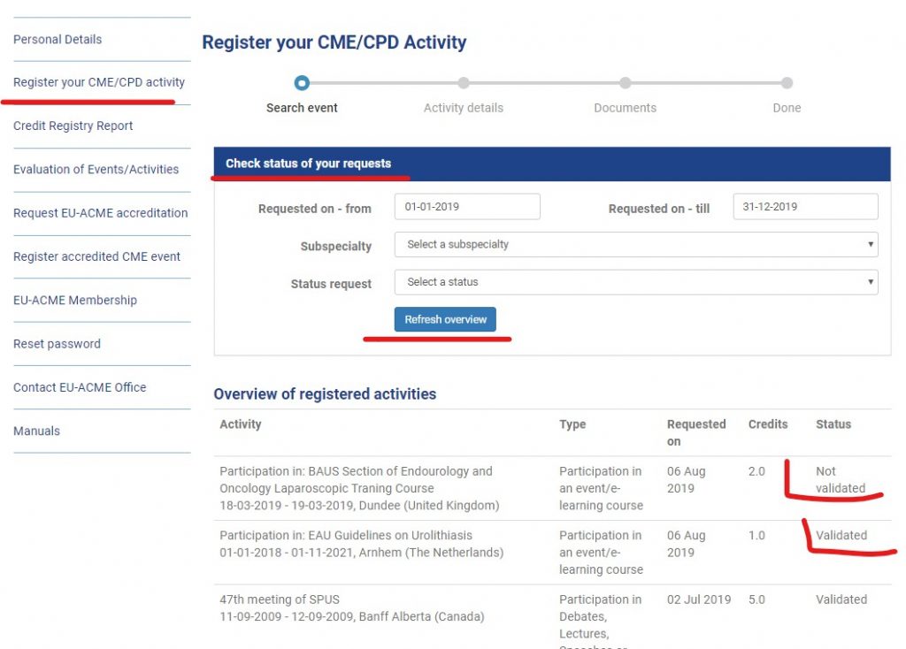 How to check status of my request(s) / application(s)? - EU-ACME/CNE
