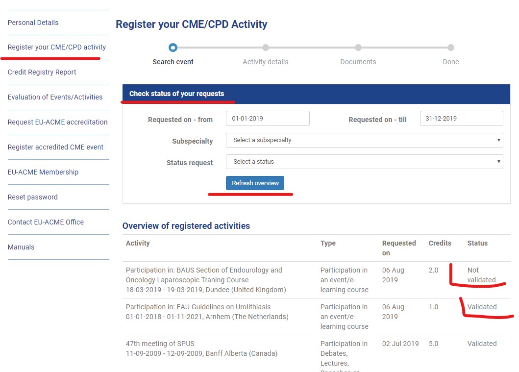 How to check status of my request(s) / application(s)? - EU-ACME/CNE